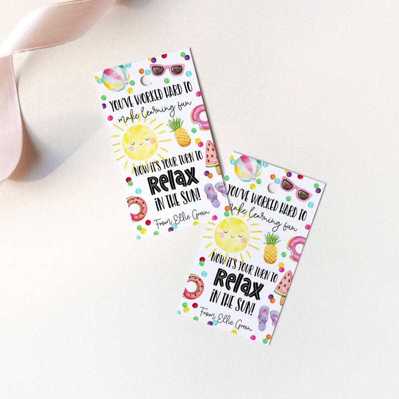 Summer Teacher Appreciation Gift Tag Template Printable Your - Etsy