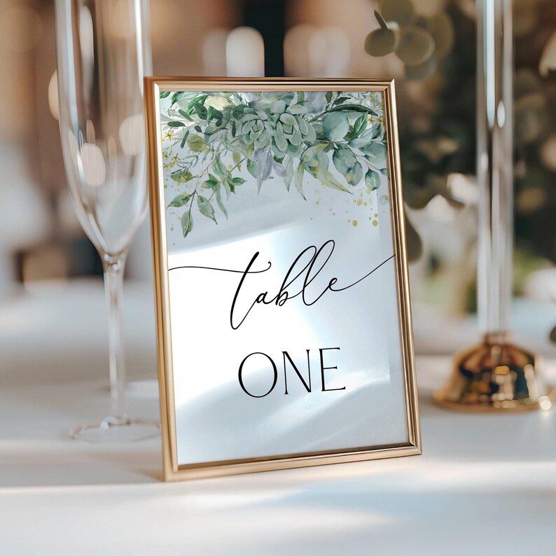 Greenery Table Number Template, Printable Botanical Eucalyptus Table ...