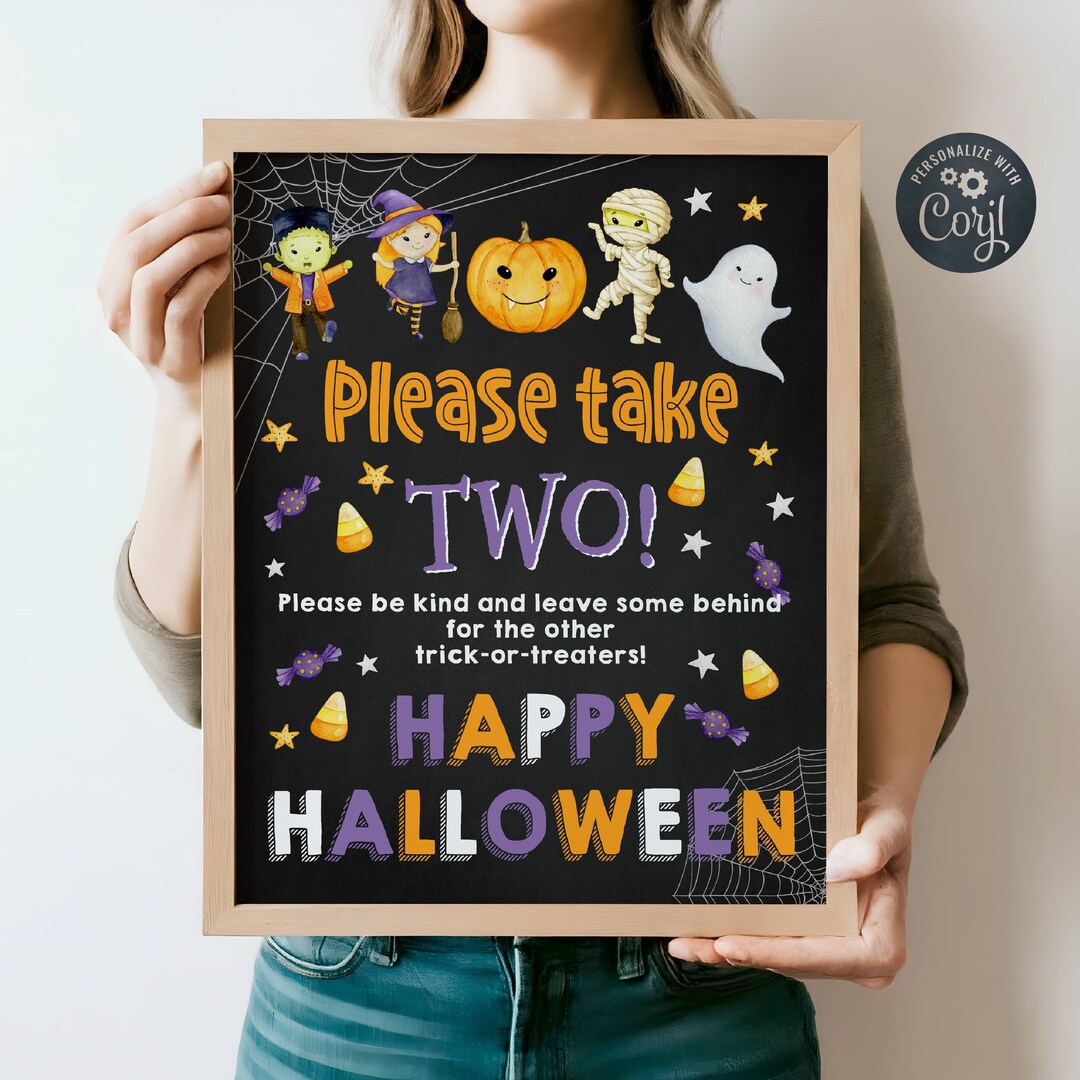 Halloween Door Sign Template, Printable Please Take Two Poster ...
