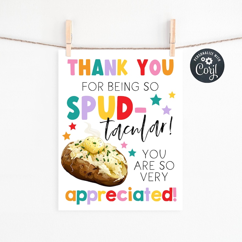 Baked Potato Appreciation Sign Template, Printable Spud-tacular Sign ...