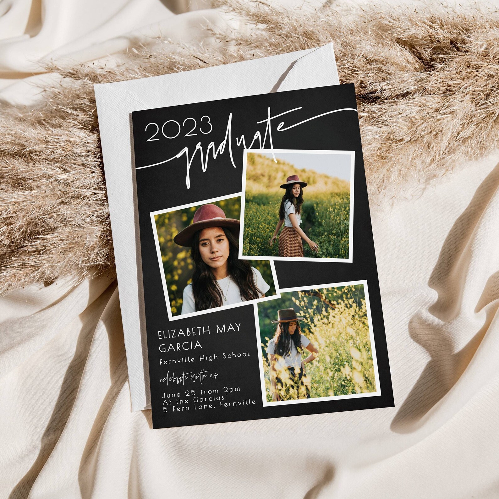 Polaroid Photo Graduation Party Invitation Template, Printable Modern ...