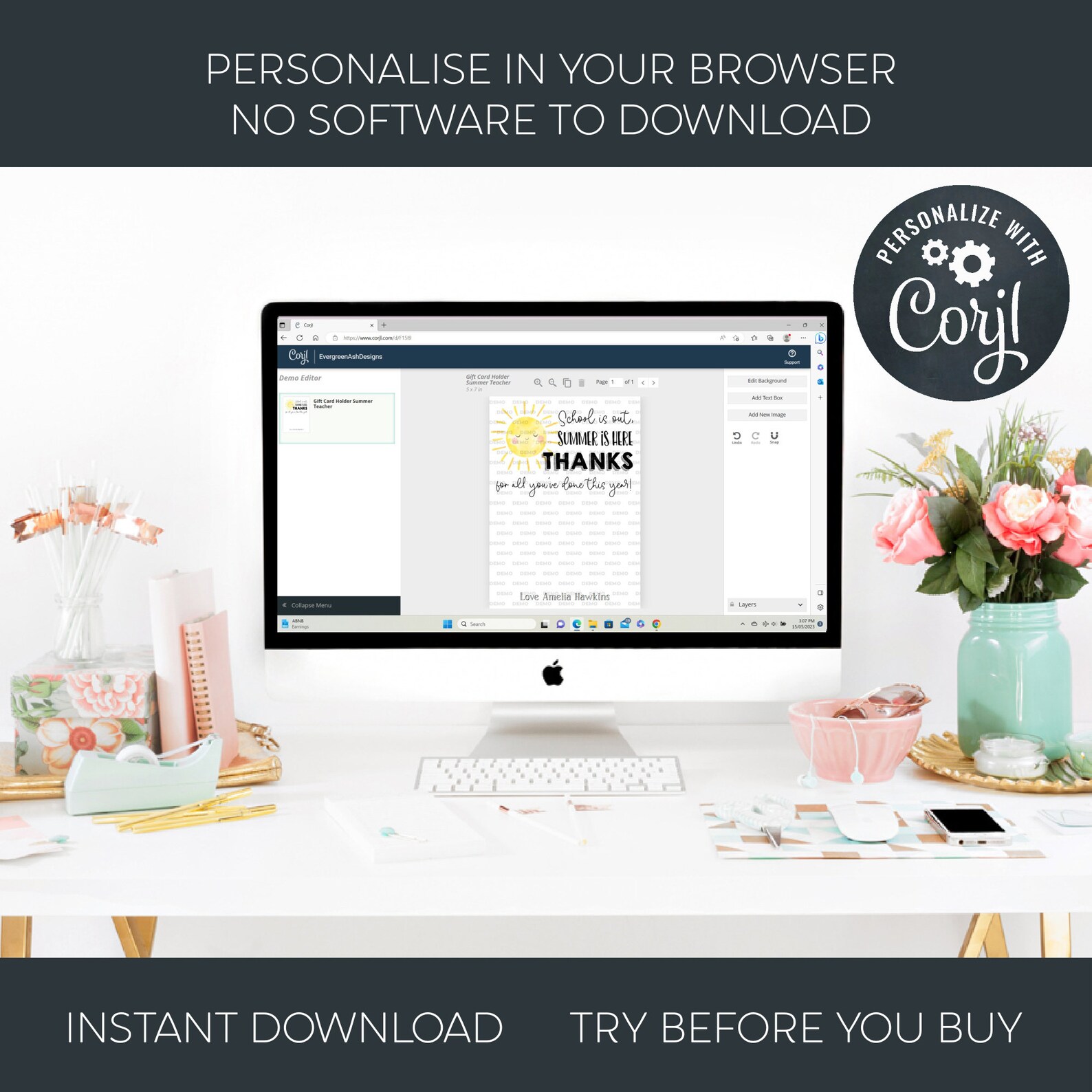 End of Year Teacher Gift Card Holder Template, Printable School's Out ...