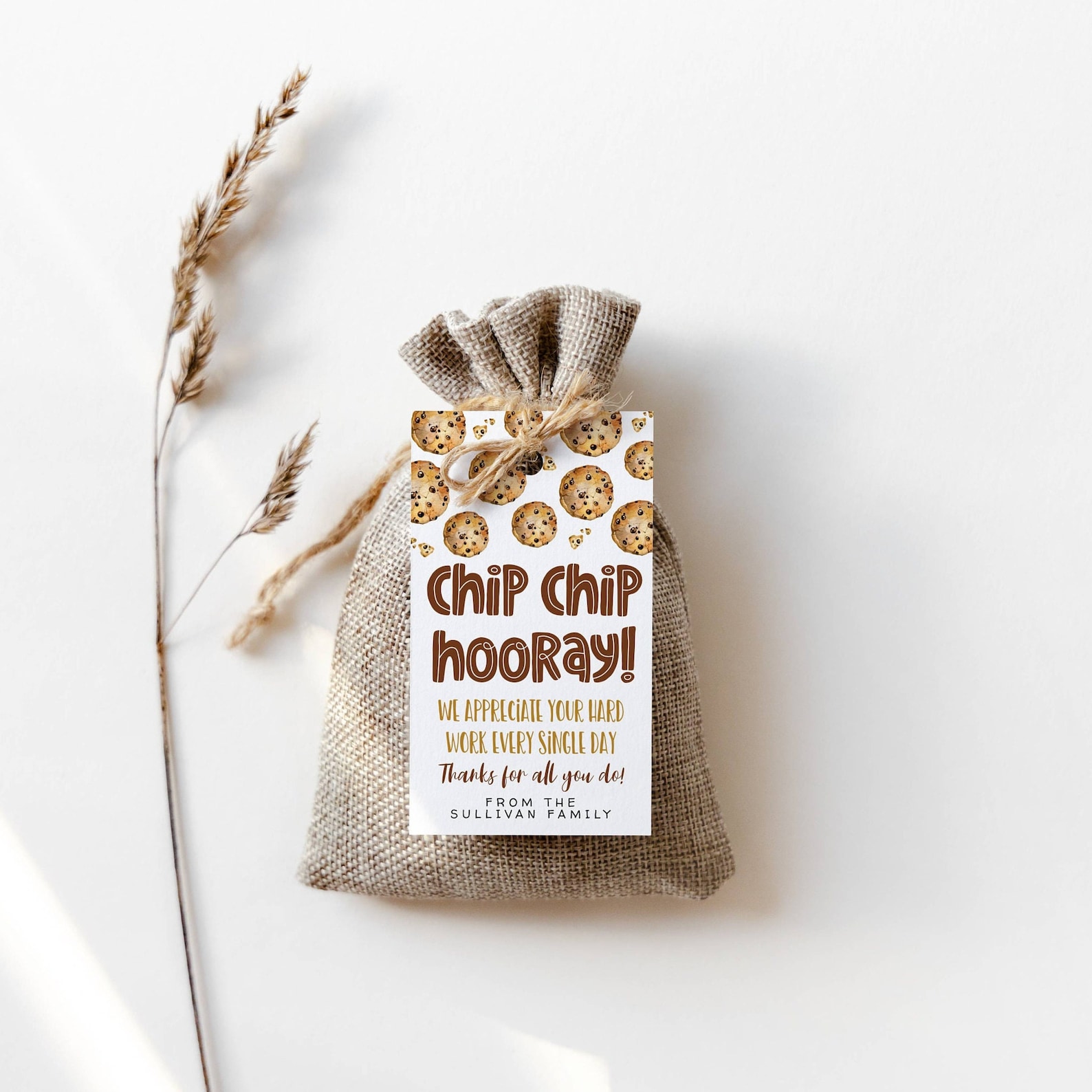 Chip Chip Hooray Appreciation Tag Template, Printable Chocolate Chip ...