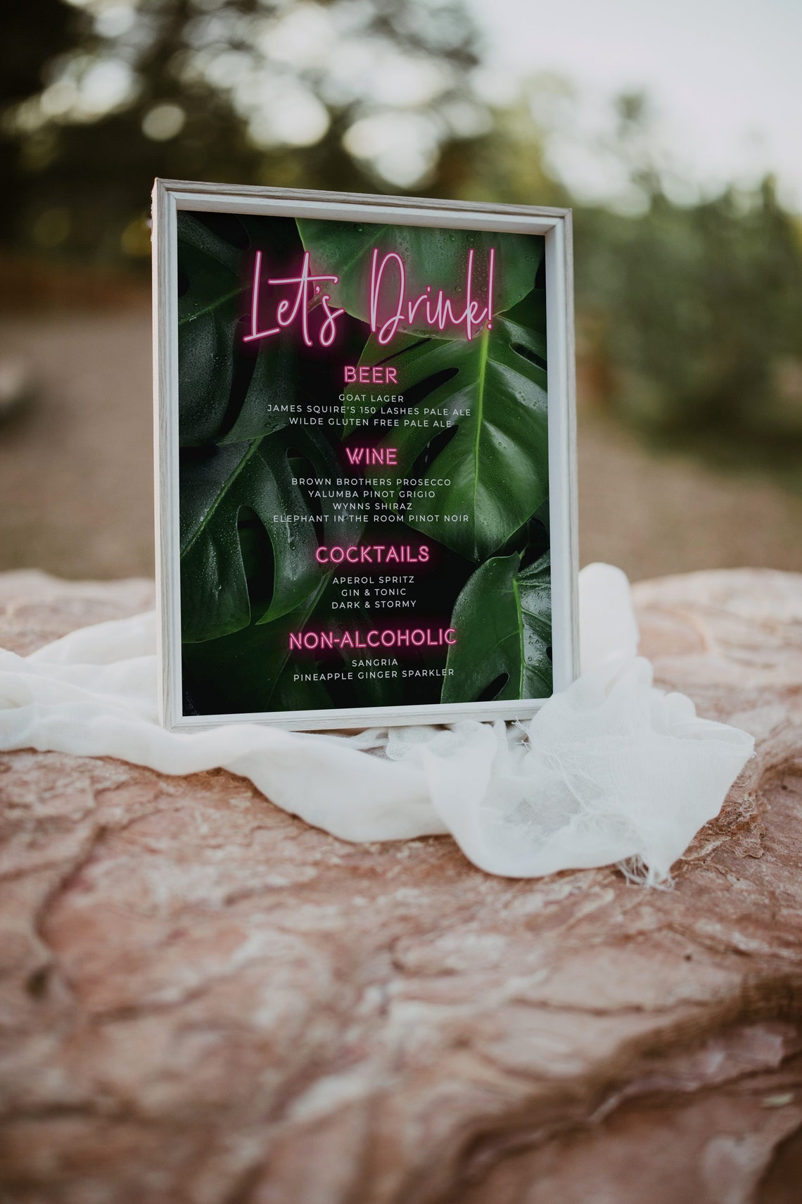 Neon Tropical Bar Menu Template Printable Beach Destination - Etsy