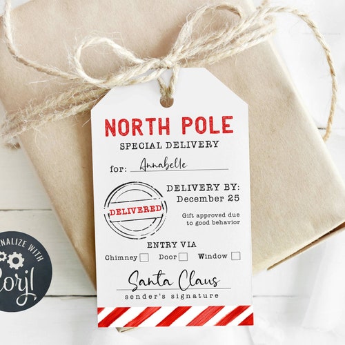 Santa Labels Gift Tags North Pole Stickers Printable Template - Etsy