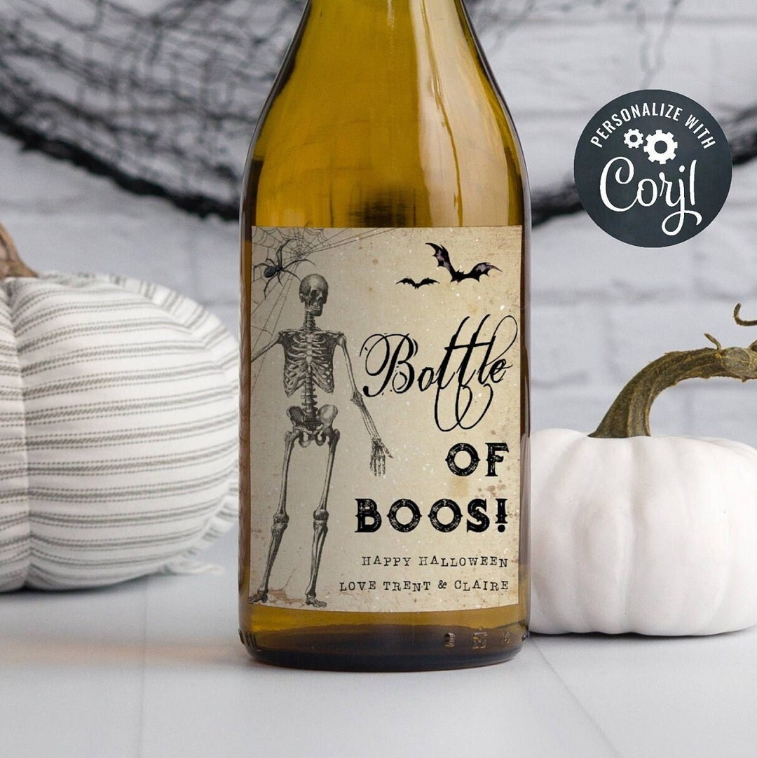 Halloween Bottle of Boos Wine Bottle Label Template, Printable ...