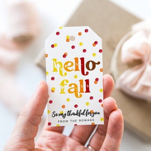 Hello Fall Gift Tag Template, Printable Happy Fall Favor Tag, Editable ...