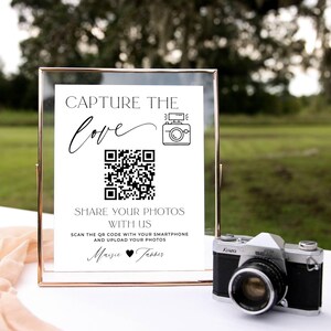 Minimalist Wedding Capture the Love Sign Template, Printable Modern QR ...