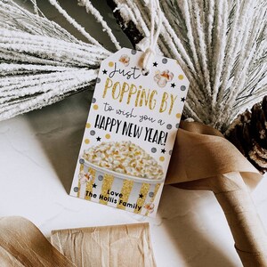 New Year's Eve Popcorn Gift Tag Template, Printable Just Popping by NYE ...