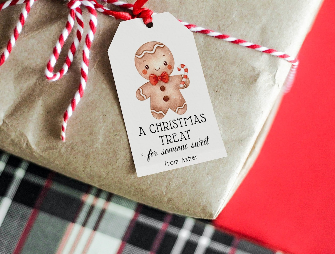 Gingerbread Man Christmas Gift Tag Template Printable Cute | Etsy