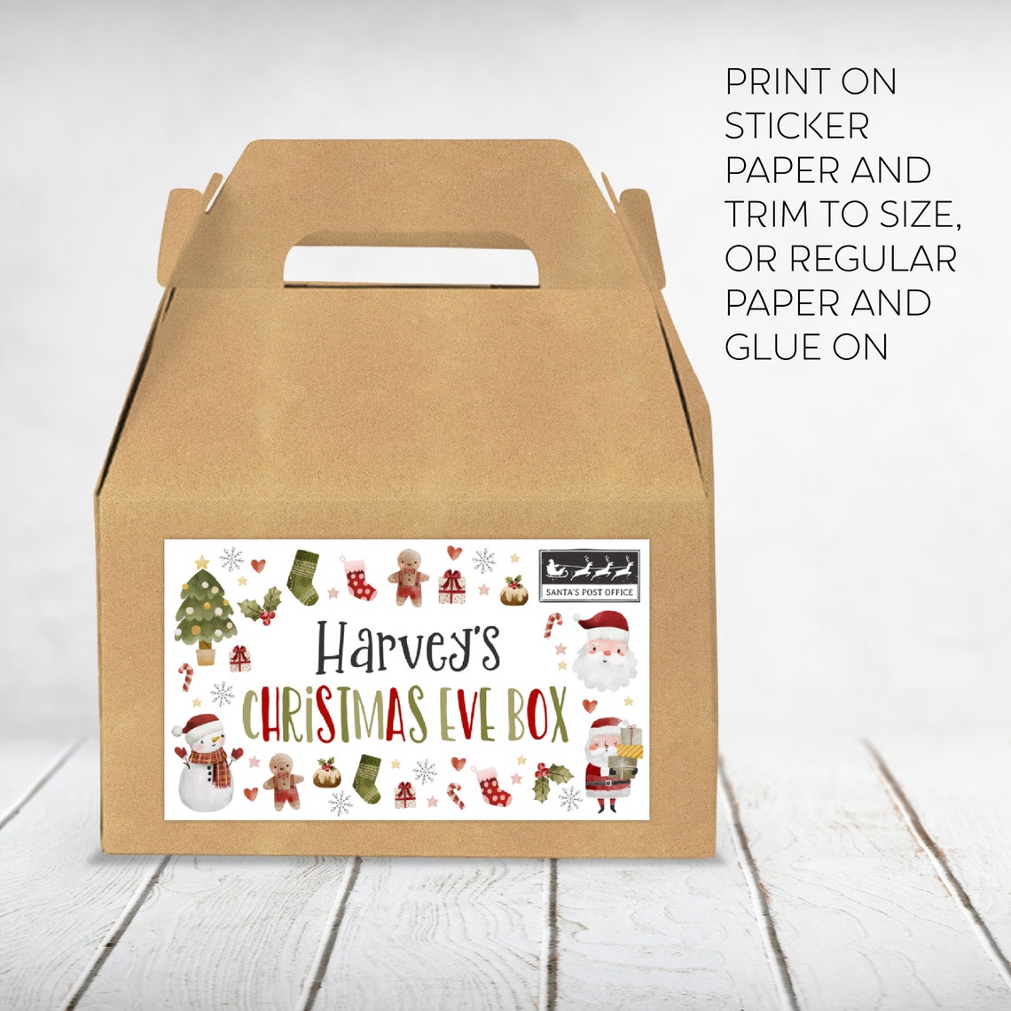 Editable Christmas Eve Gable Box Label Template Printable - Etsy