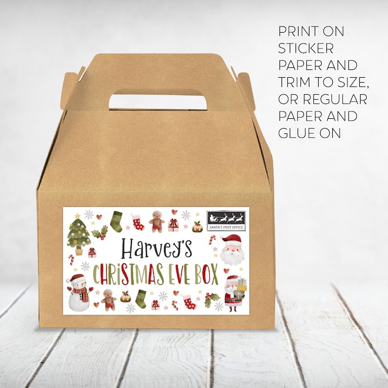 Editable Christmas Eve Gable Box Label Template, Printable Christmas ...