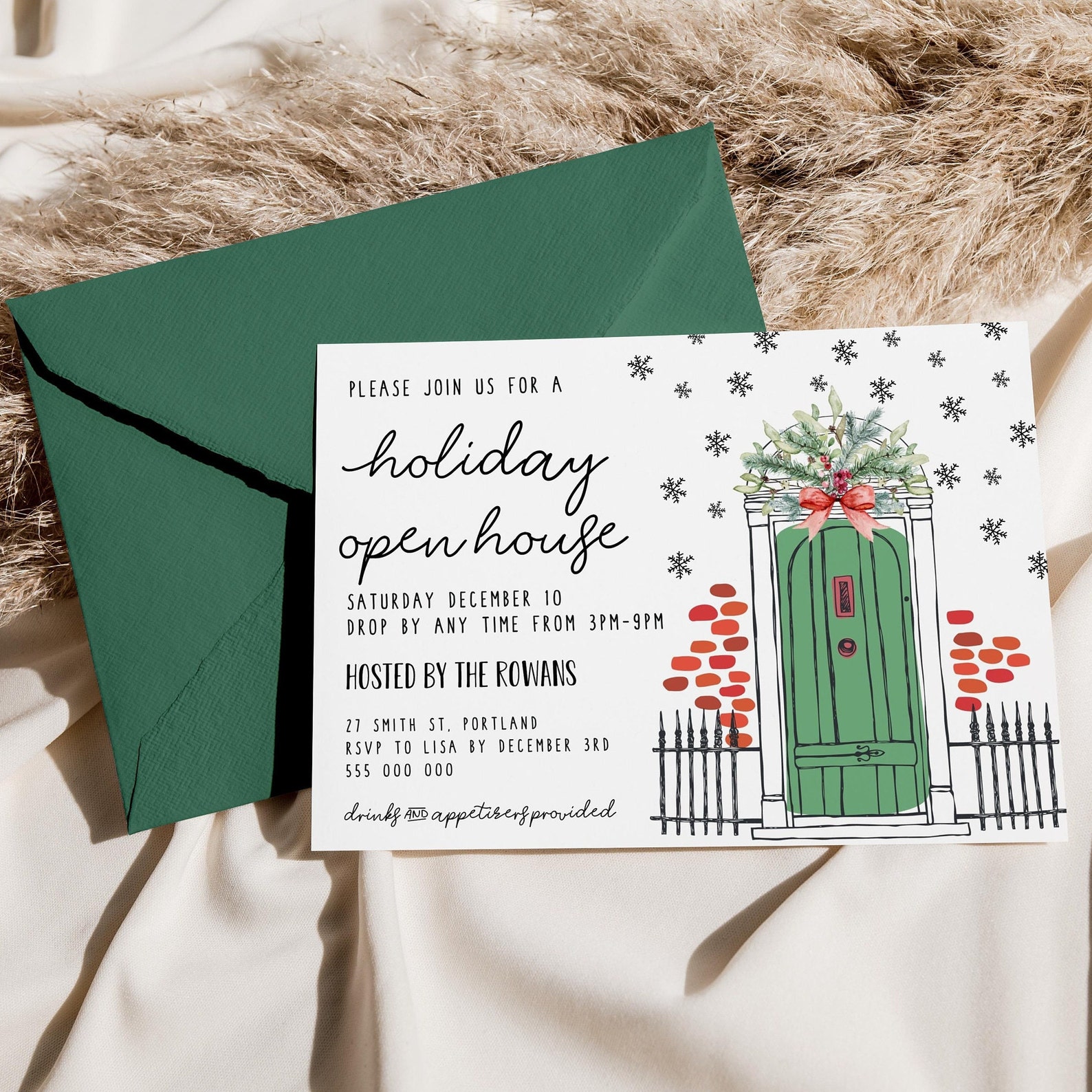 Holiday Open House Invitation Template, Printable Christmas Party ...
