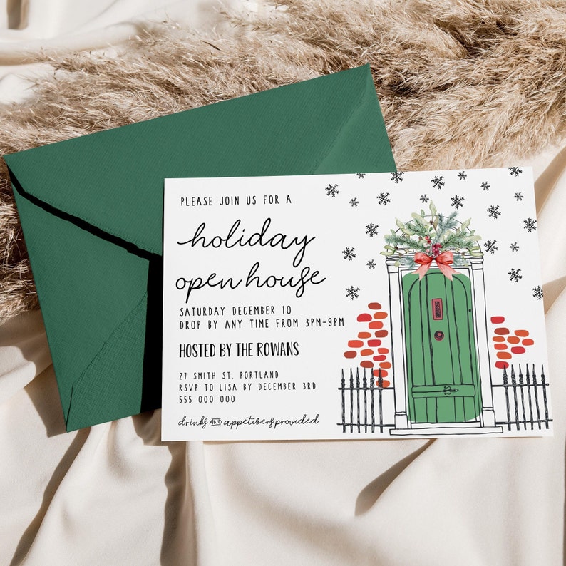 Holiday Open House Invitation Template Printable Christmas - Etsy