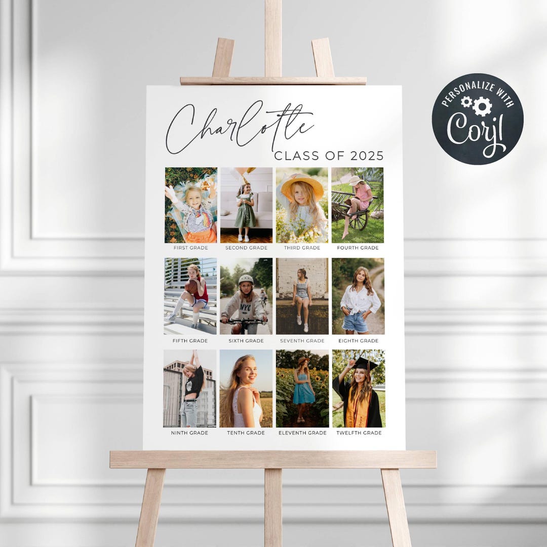 Graduation Through the Years Poster Template, Printable Class of 2025 ...