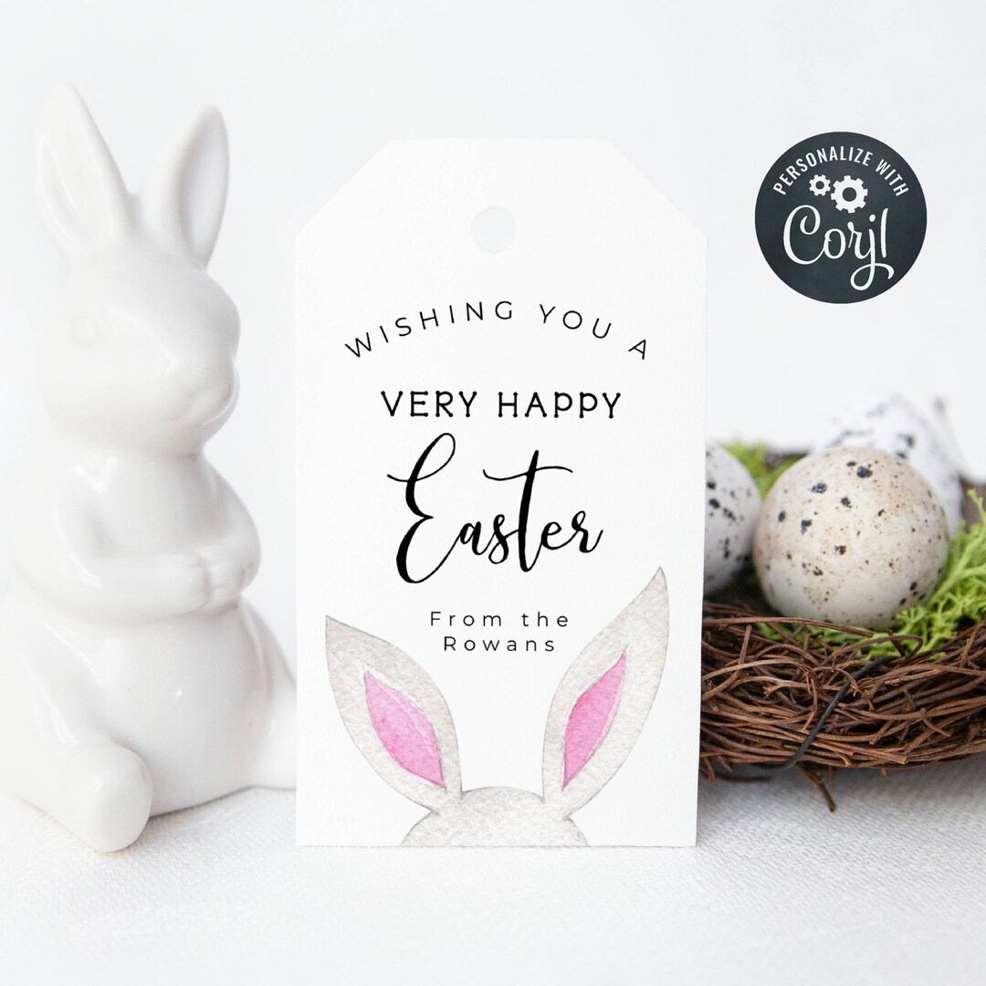 Happy Easter Gift Tag Template, Printable Bunny Ears Easter Basket ...
