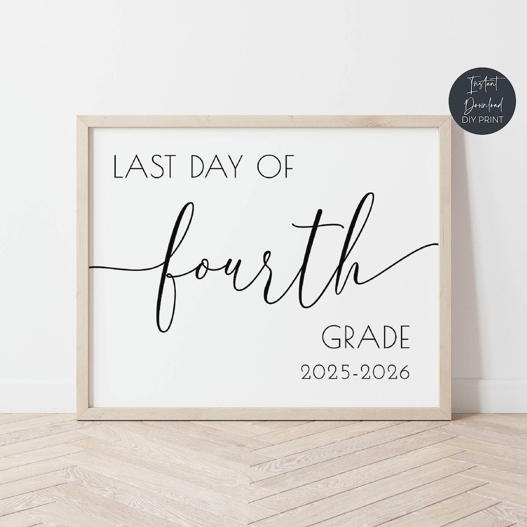Last Day of Fourth Grade Sign 2025-2026, Printable 4th Grade Class Sign ...