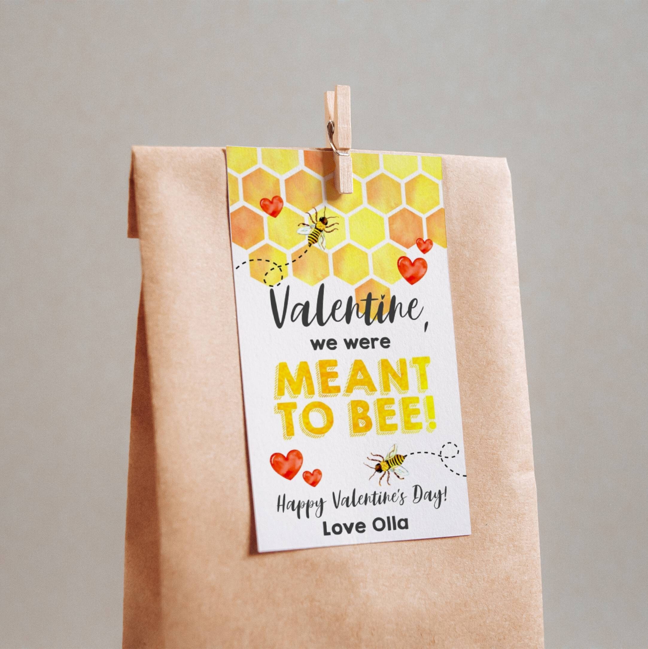 Bee Valentine's Day Gift Tag Template, Printable Meant to Bee Valentine ...