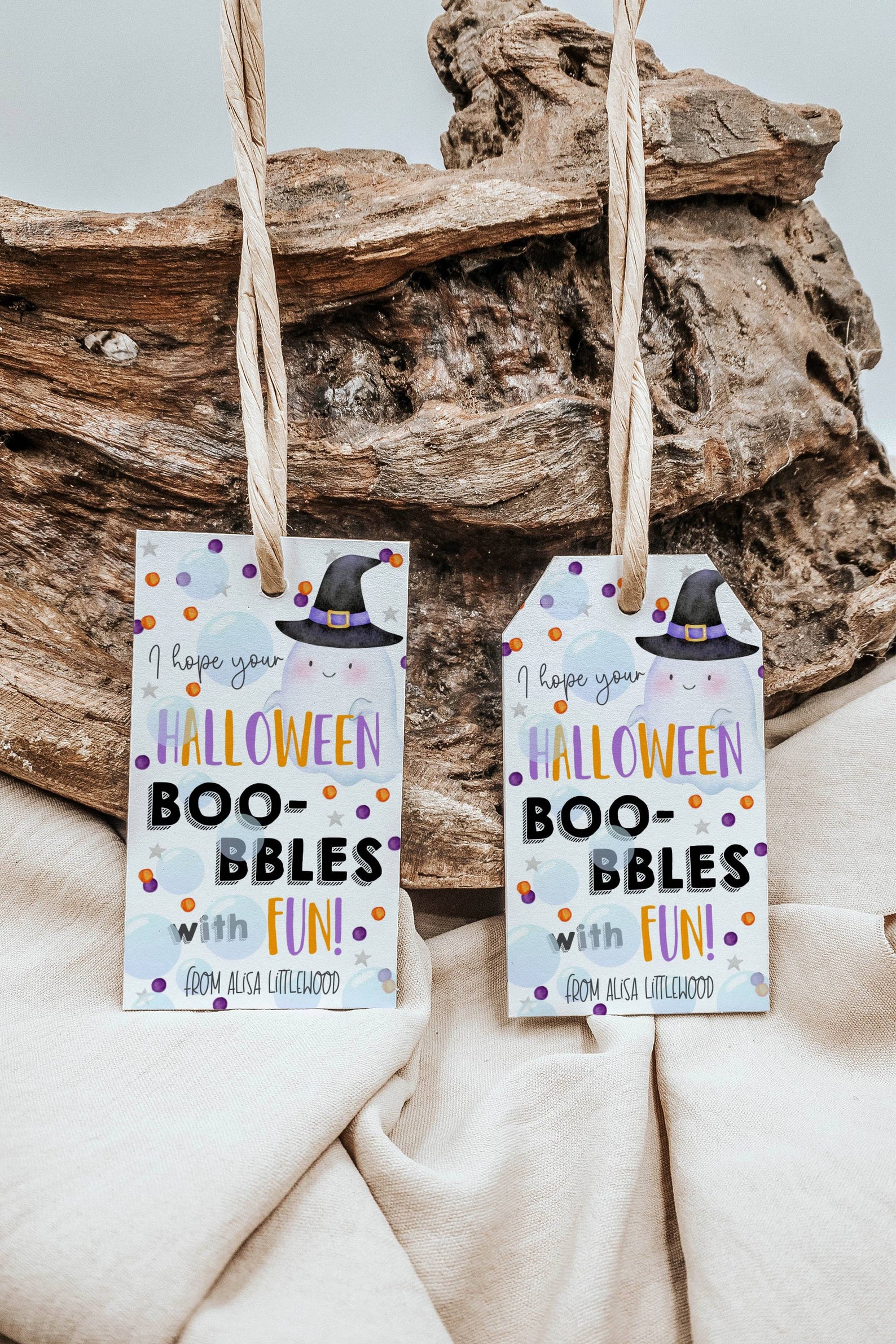 Halloween Bubbles Gift Tag Template, Printable Boo-bbles Favor Tags ...