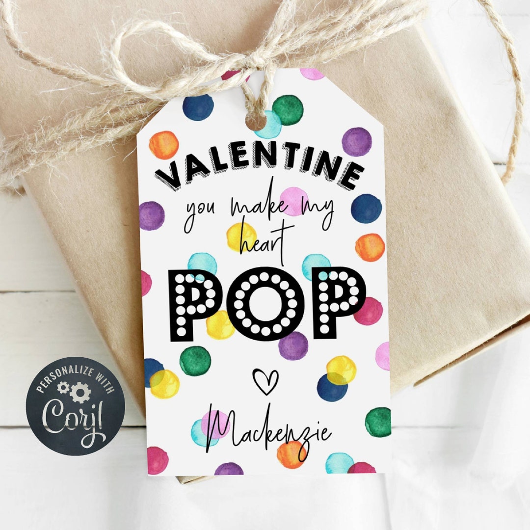 Valentine's Day Pop It Gift Tag Template, Printable You Make My Heart ...