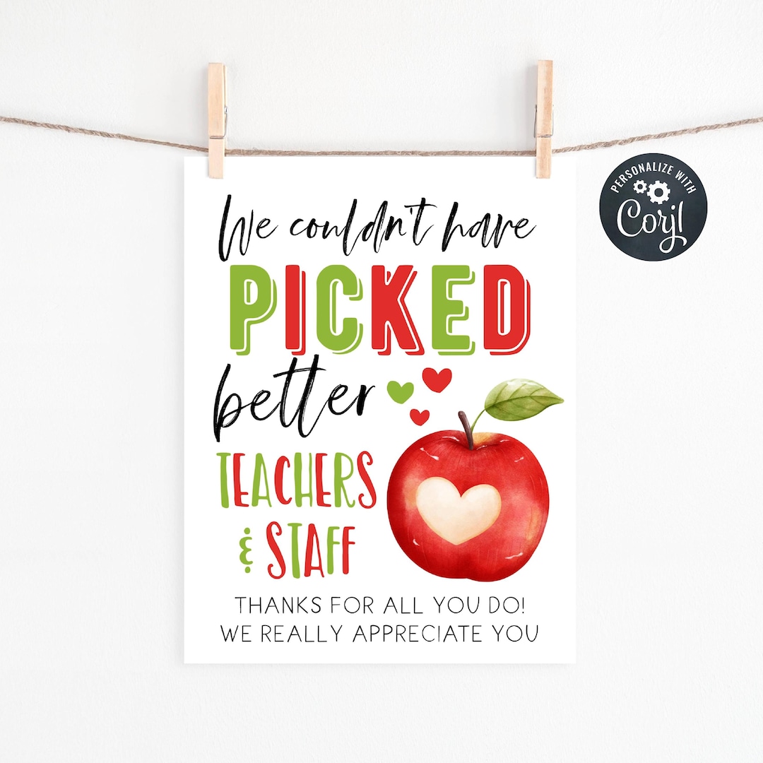 Apple Teacher Appreciation Sign Template, Printable Couldn't Have ...
