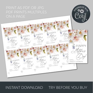 Floral Happy Mother's Day Gift Tag Template, Printable Watercolor ...