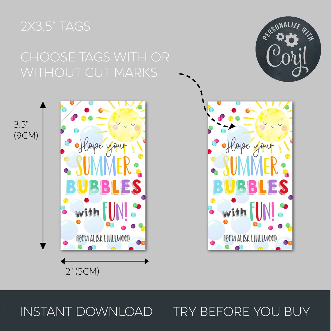 Hope Your Summer Bubbles With Fun Gift Tag Template Printable | Etsy