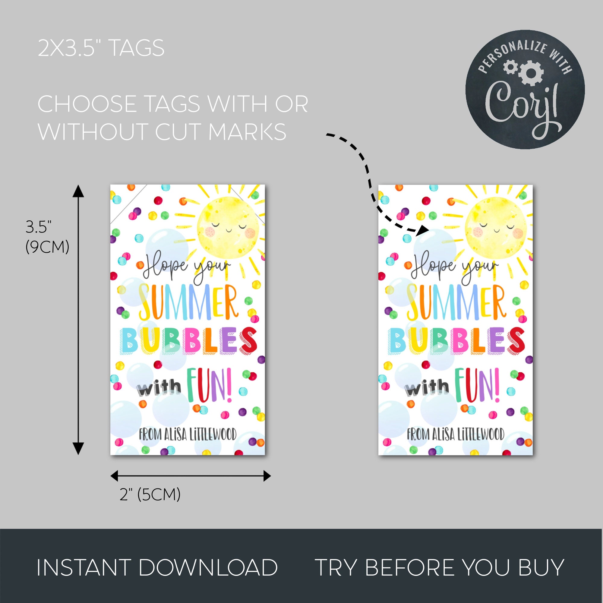 Hope Your Summer Bubbles With Fun Gift Tag Template Printable | Etsy
