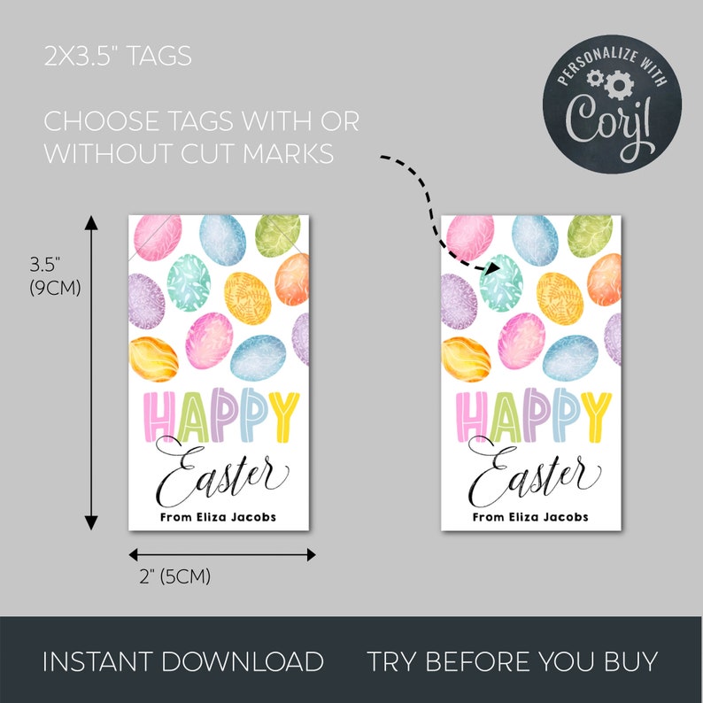 Happy Easter Gift Tag Template, Printable Easter Eggs Favor Tags ...