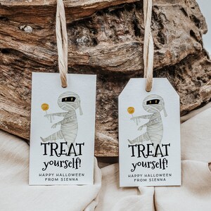 Editable Halloween Favor Tag Template, Printable Treat Yourself Gift ...