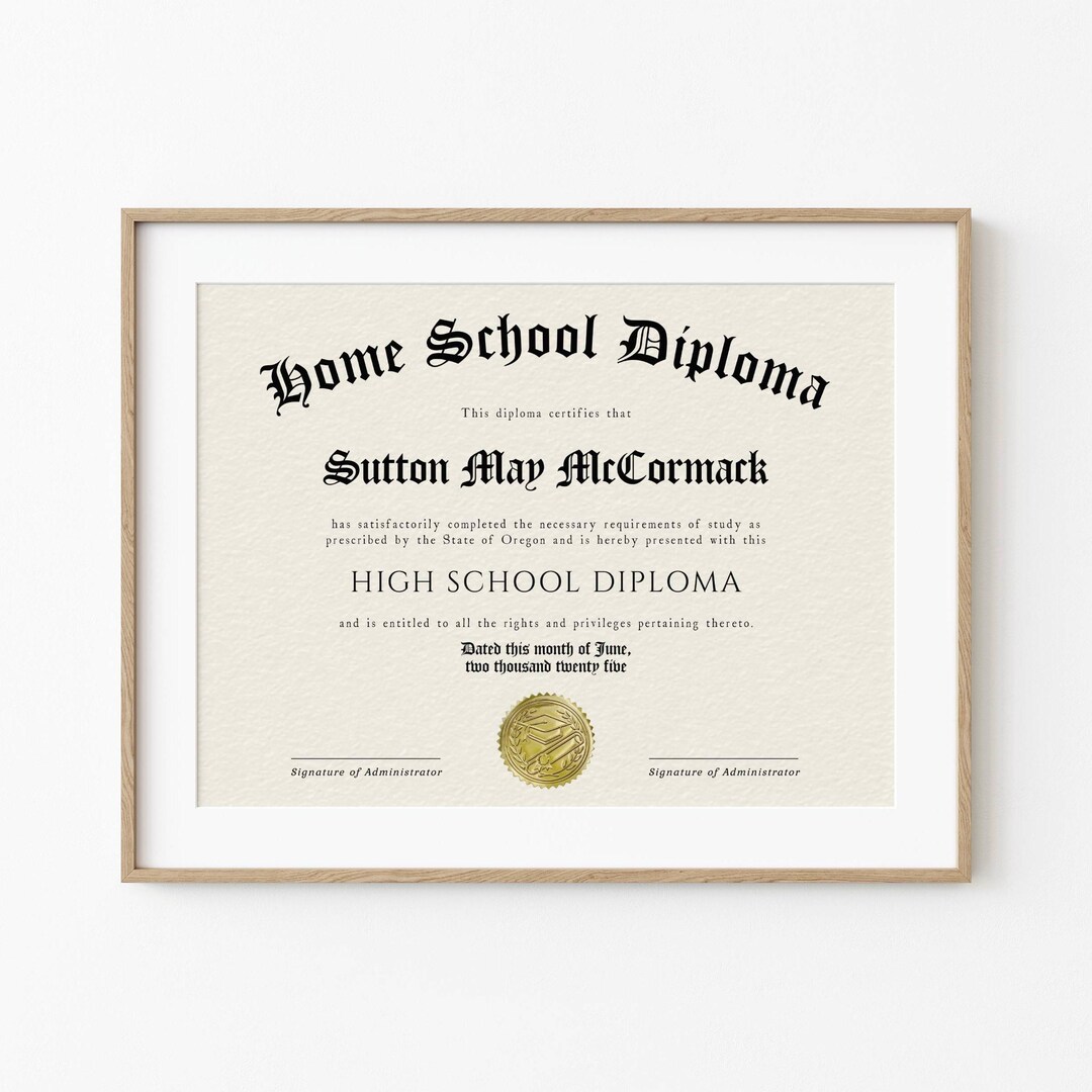 Editable Homeschool Diploma Template, Printable High School Graduation ...