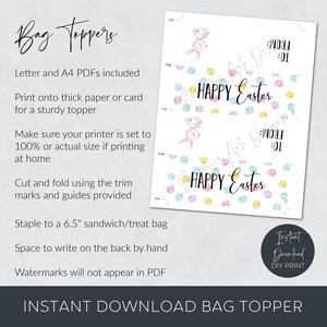 Printable Easter Treat Bag Toppers, Happy Easter Bunny Eggs Bag Topper ...
