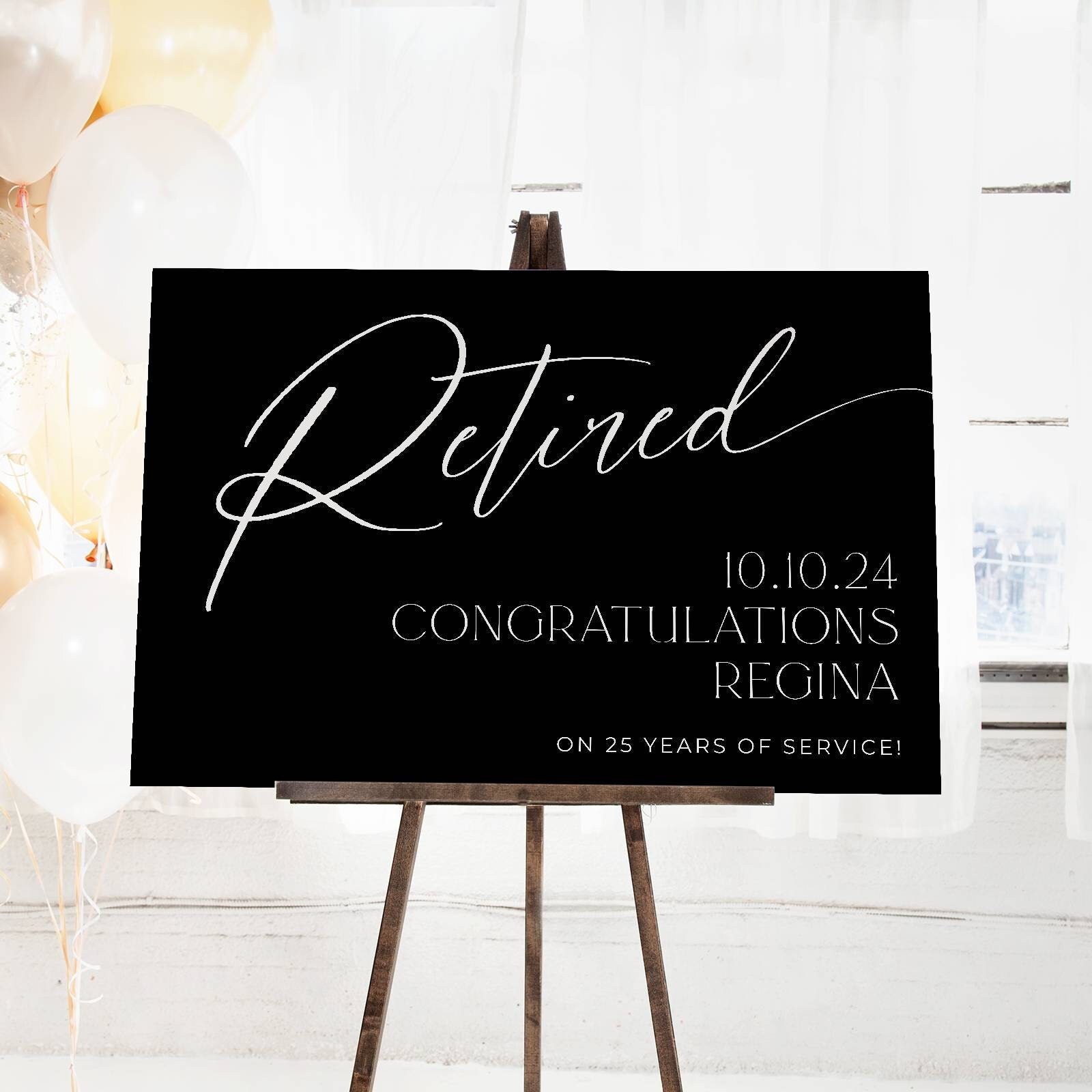 Modern Black Retirement Party Welcome Sign Template, Printable Minimal ...