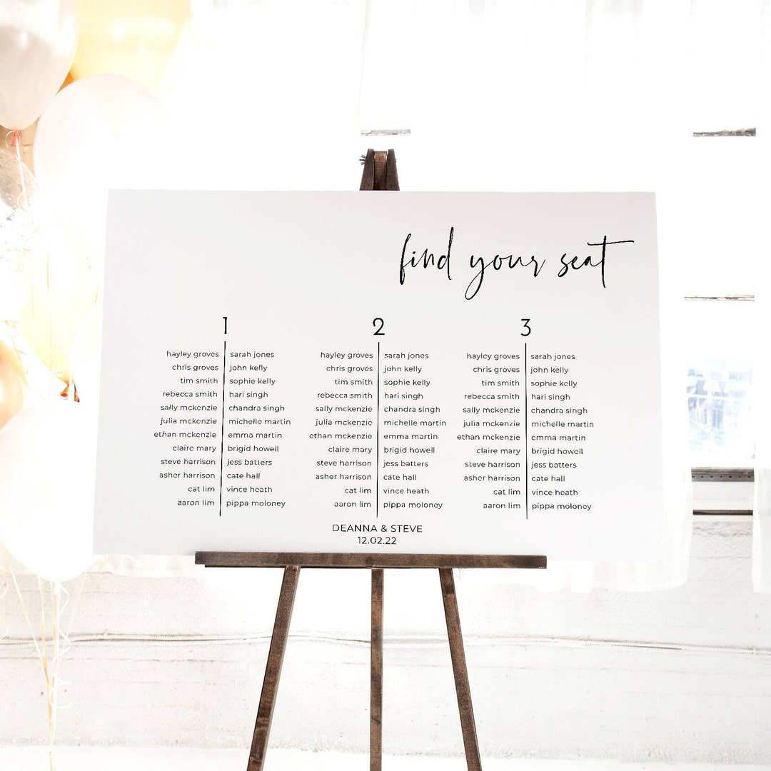 Modern Wedding Banquet Seating Chart Template, Printable Long Table ...