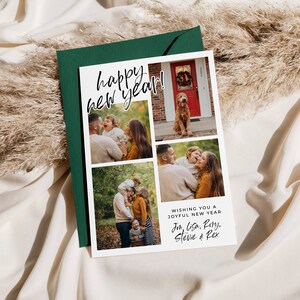 Editable New Year Photo Card Template, Printable Holiday Christmas Card ...