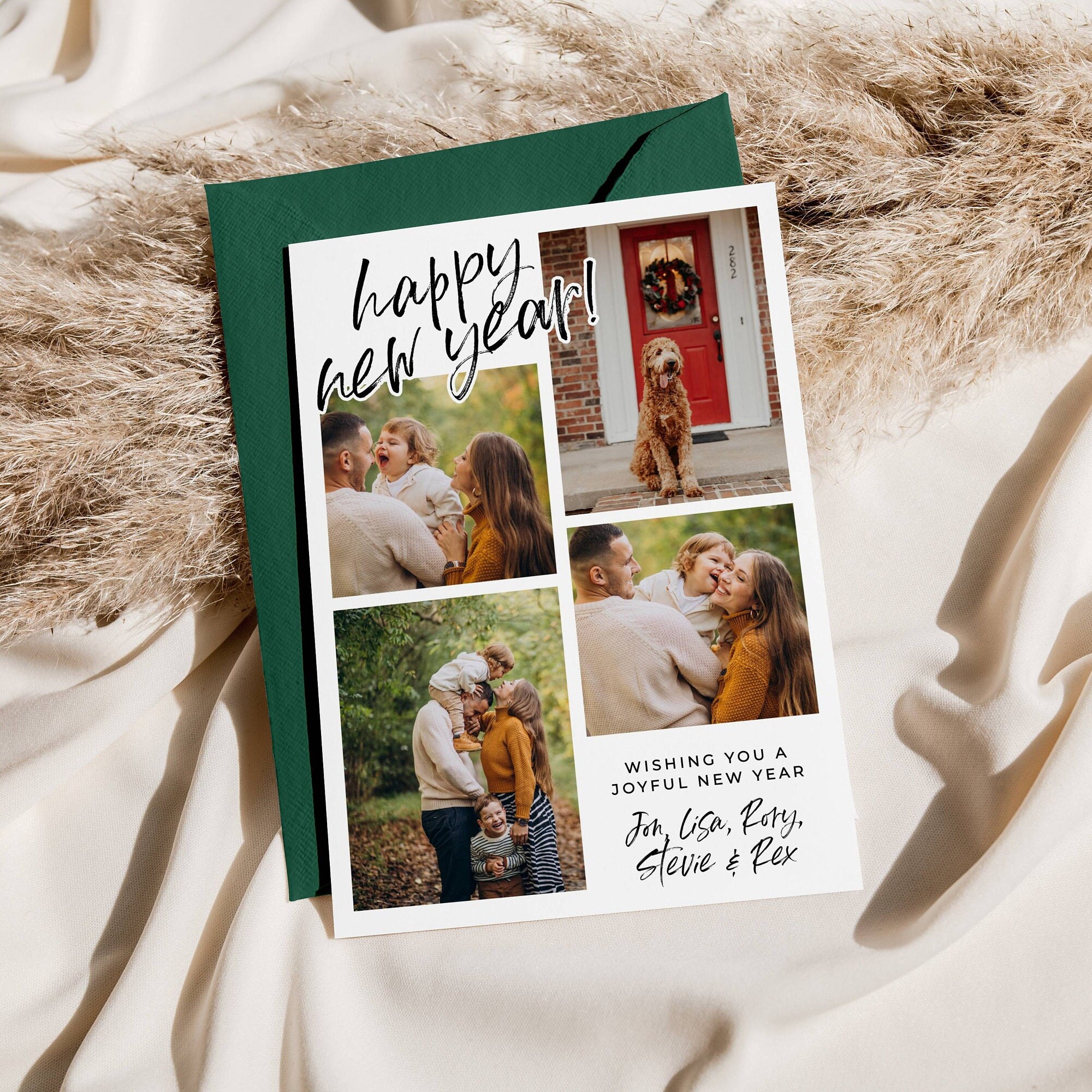 Editable New Year Photo Card Template, Printable Holiday Christmas Card ...