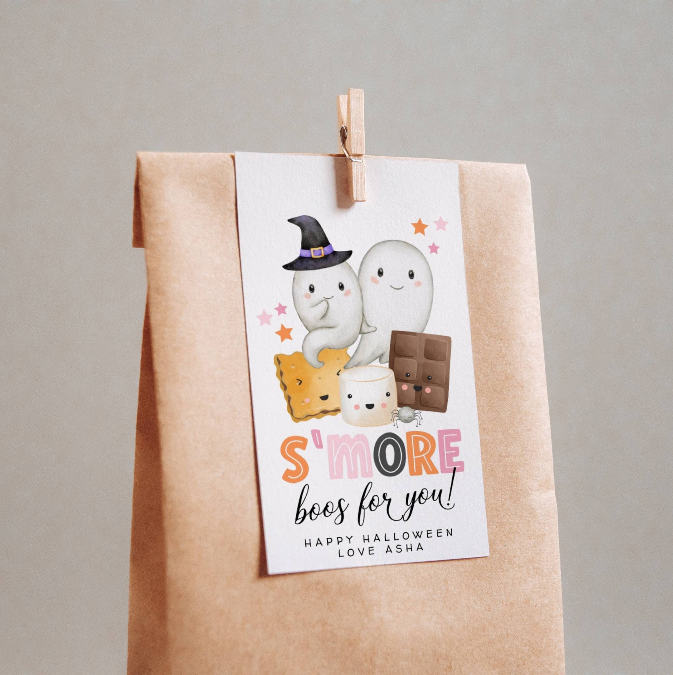 Halloween S'more Boos for You Gift Tag Template, Printable Ghost Smores ...