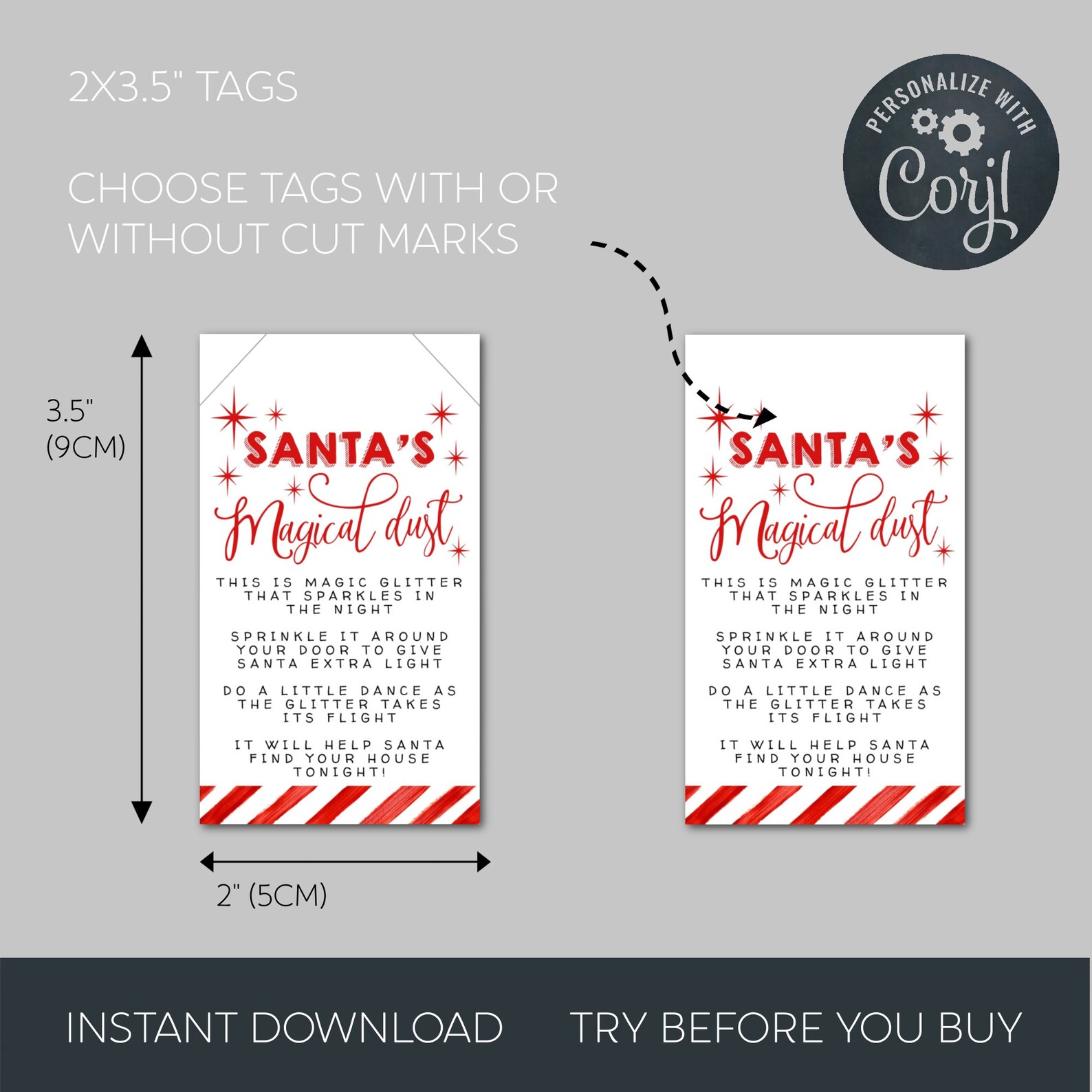 Printable Santa's Magic Dust Tag Template, Editable Christmas Eve ...