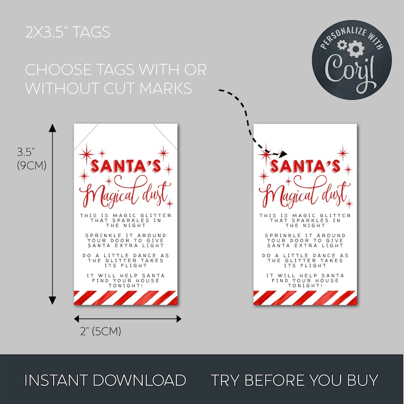 Printable Santa's Magic Dust Tag Template, Editable Christmas Eve ...