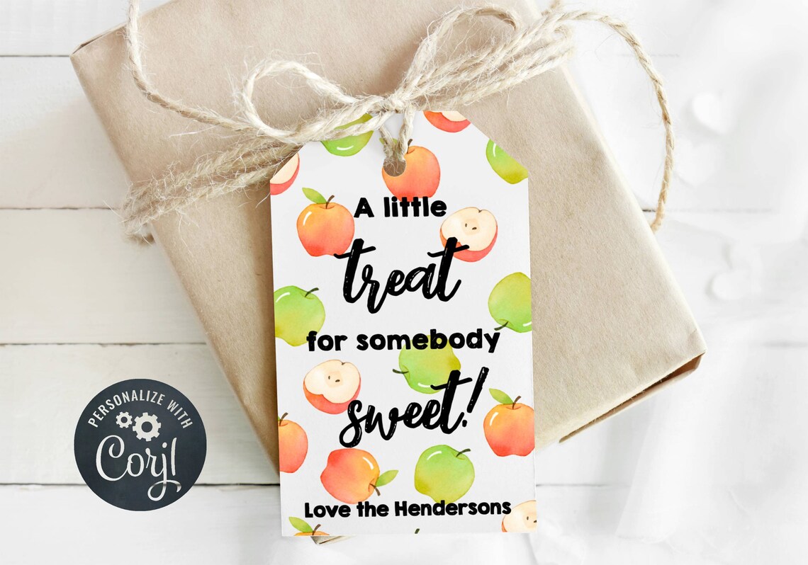 Apple Gift Tag Template Printable Apples Favor Tag Editable | Etsy