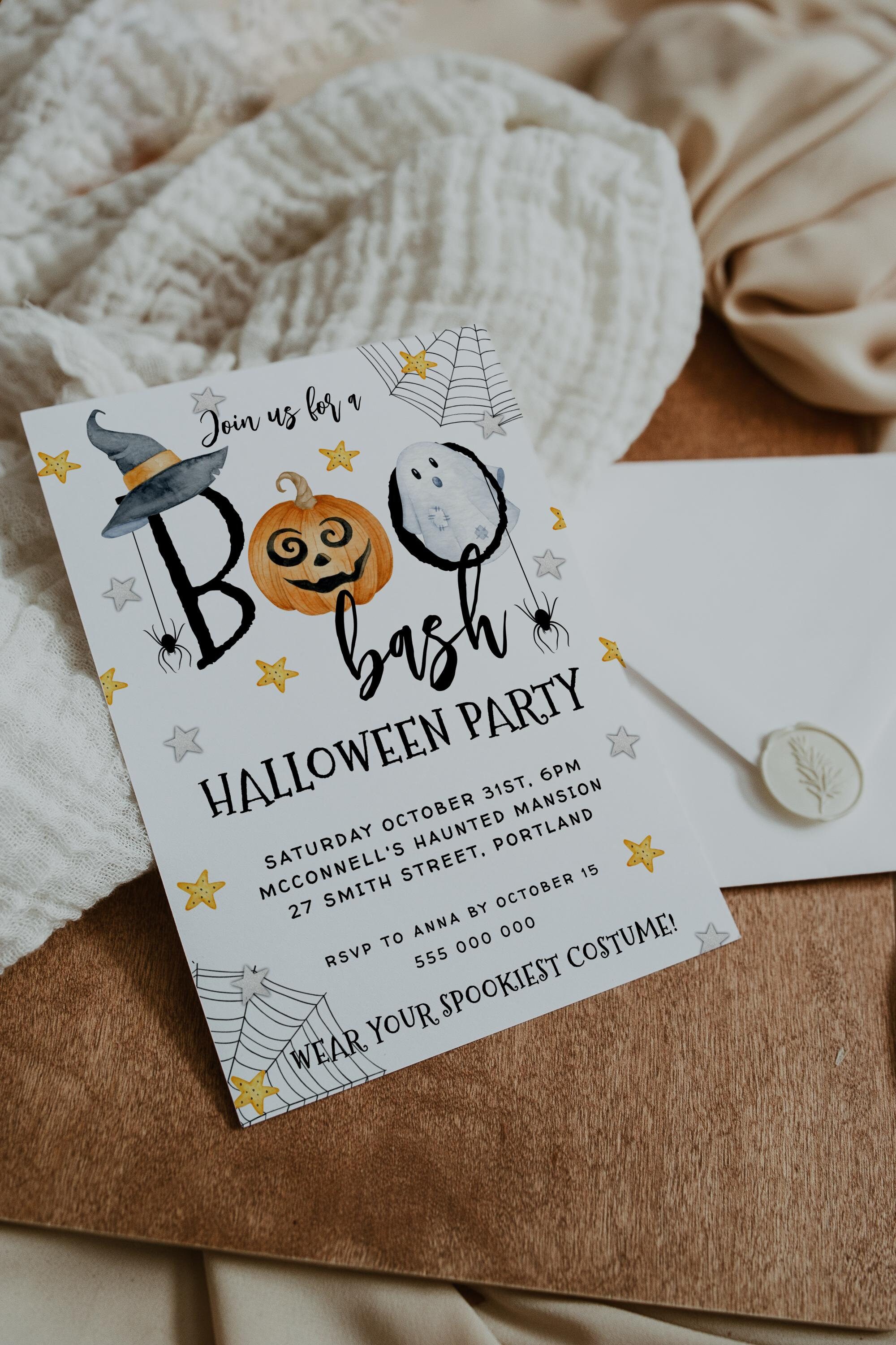 Boo Bash Halloween Party Invitation Template, Printable Kids Costume ...