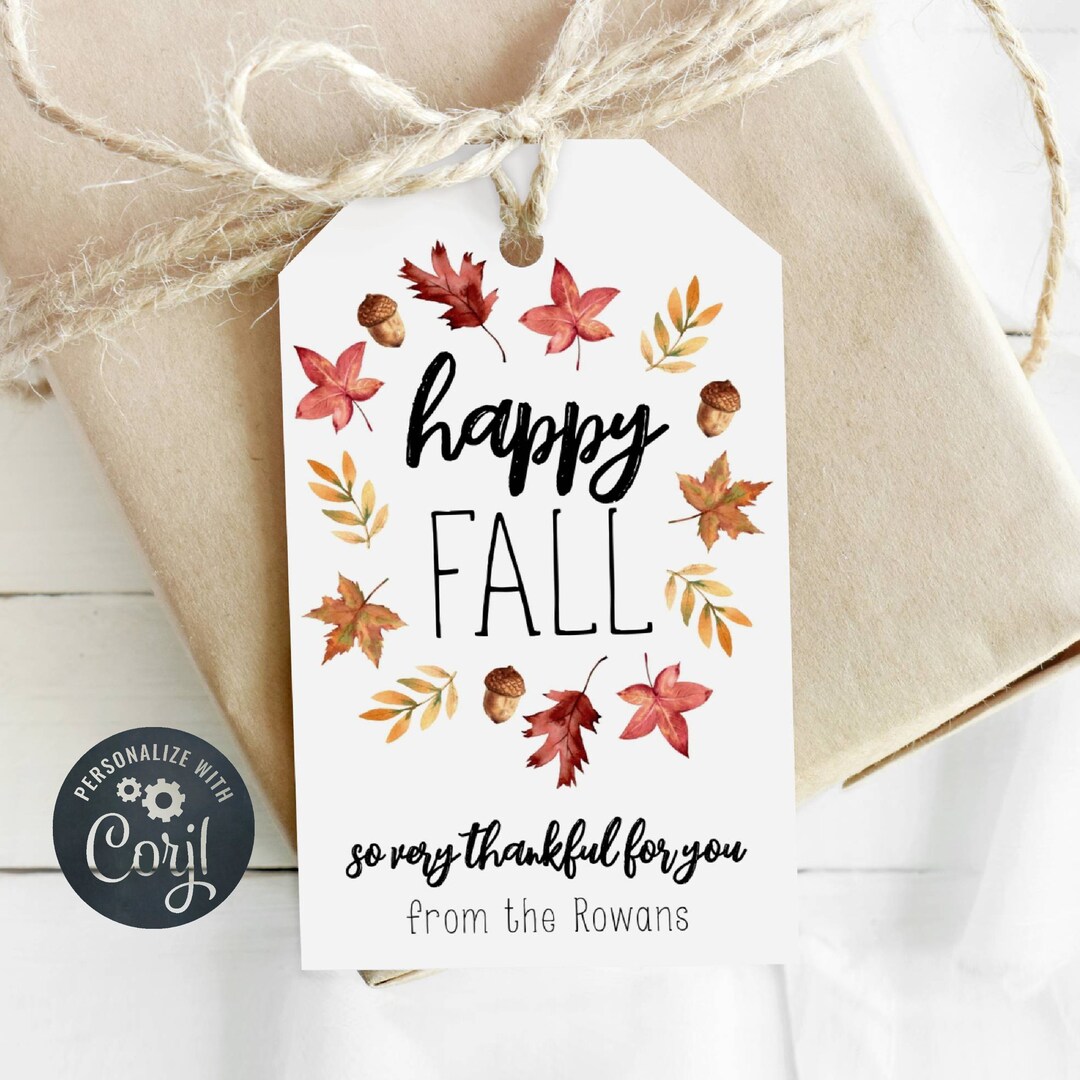 Happy Fall Gift Tag Template, Printable Hello Fall Gift Tag, Editable ...