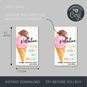 Ice Cream Valentine's Day Gift Tag Template, Printable You Melt My ...
