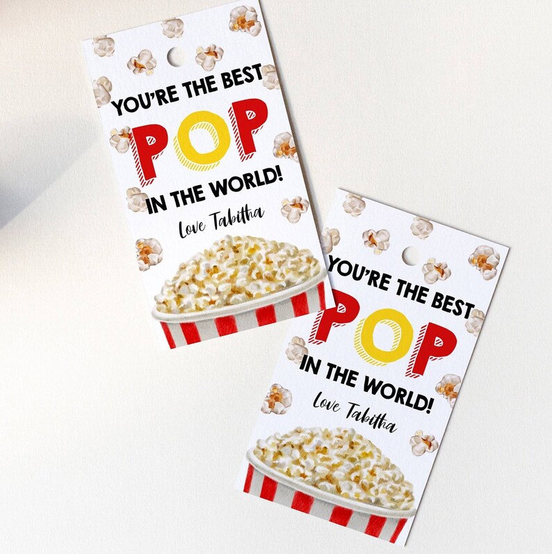 Father's Day Popcorn Gift Tag Template, Printable Best Pop Ever Tags ...
