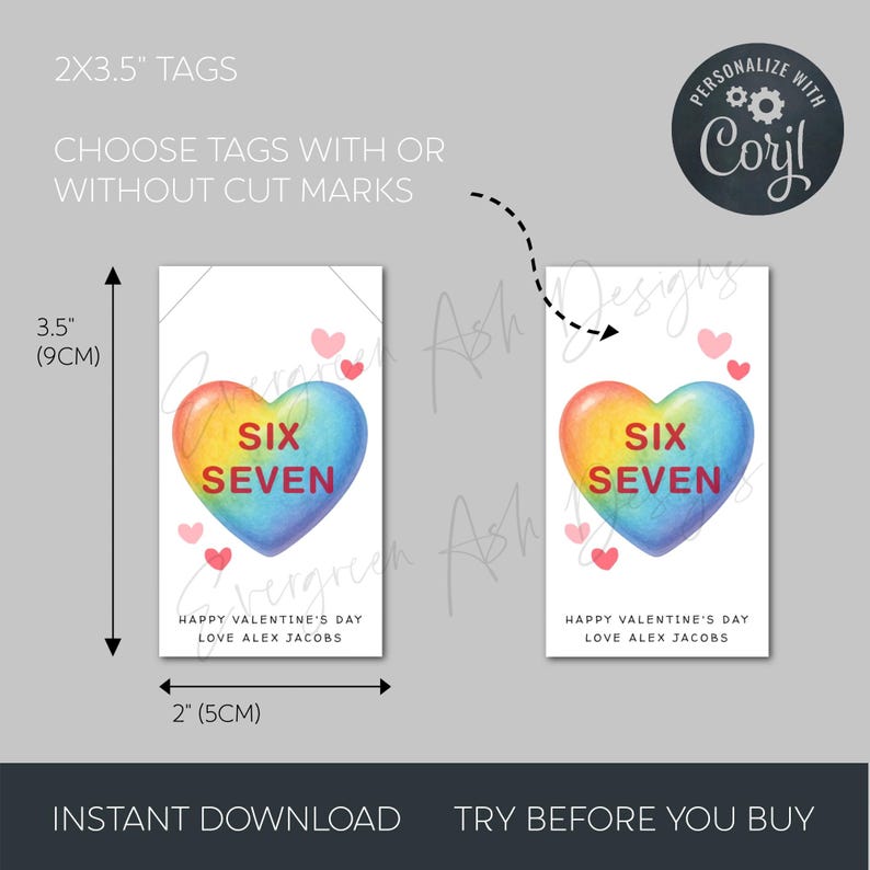 67 Candy Heart Valentine's Day Gift Tag Template, Printable Slang ...