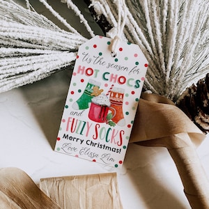 Hot Chocs and Fuzzy Socks Christmas Gift Tag Template, Printable ...