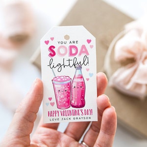Soda Valentine's Day Gift Tag Template, Printable You Are Soda-lightful ...