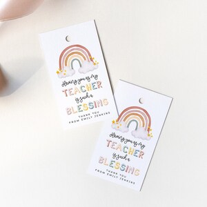 Printable Teacher Appreciation Gift Tag Template, Boho Rainbow Teacher ...