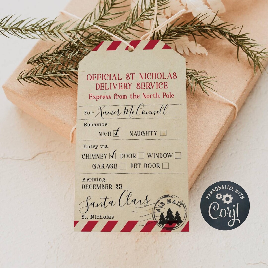 Editable North Pole Christmas Gift Tag Template, Printable From Santa ...