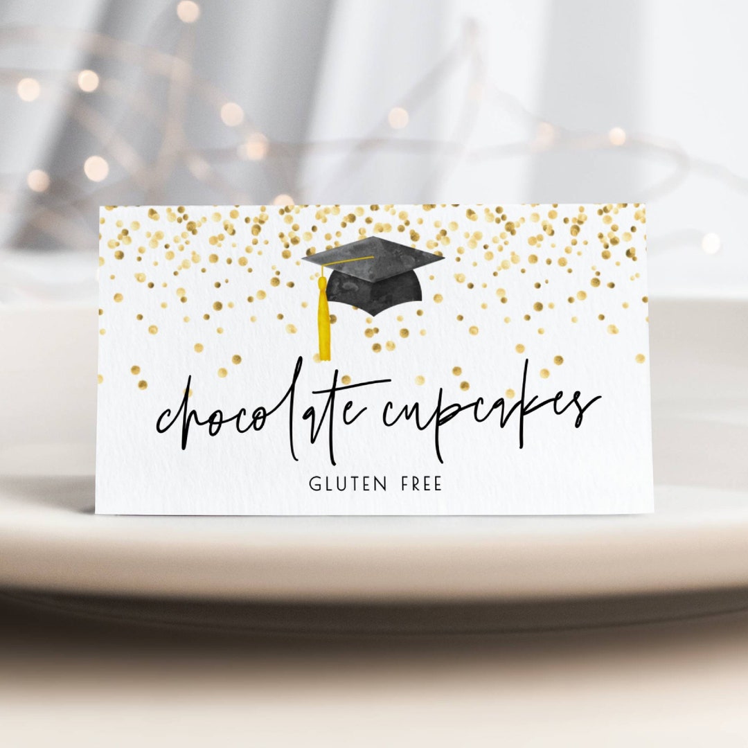 Graduation Party Food Label Template, Printable Buffet Tent Cards, Grad ...